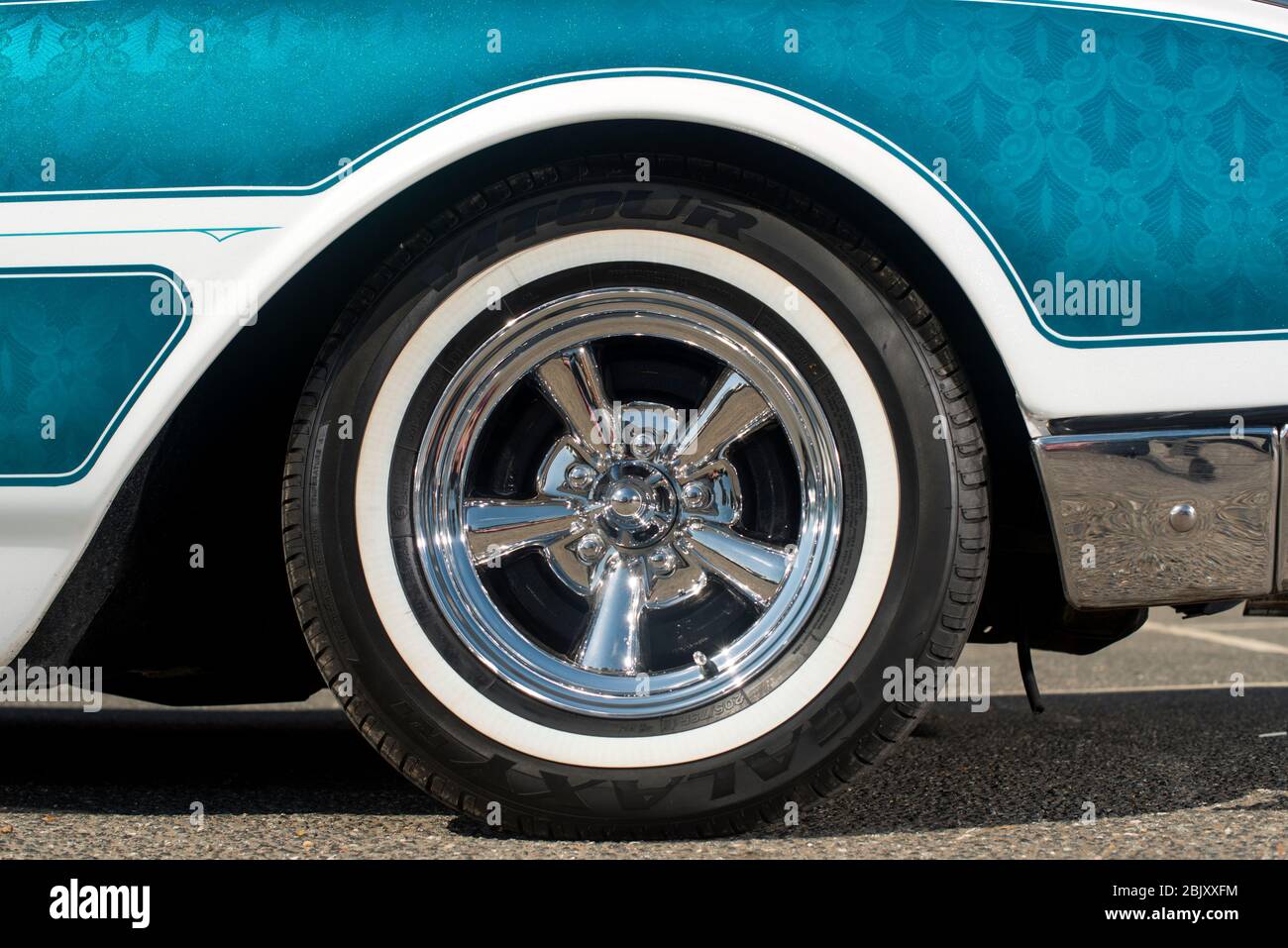 Ford Thunderbird low rider with LA Gang style girl Stock Photo - Alamy