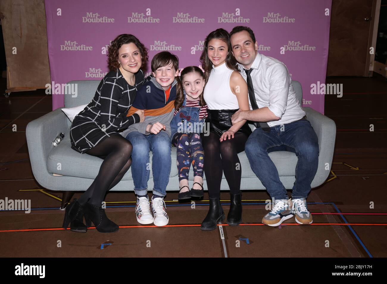 NEW YORK, NY- FEBRUARY 19: Jenn Gambatese, Jake Ryan Flynn, Avery Sell ...
