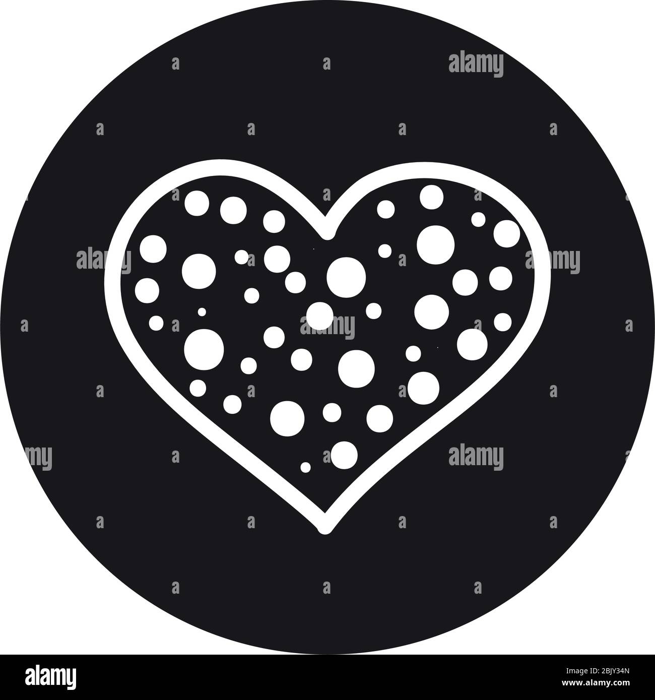 heart with dotted design over white background, line block style ...