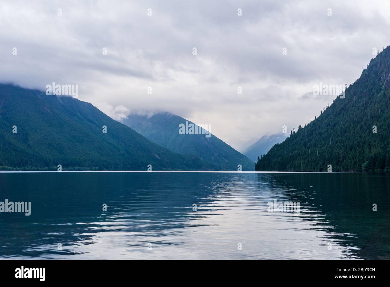 Beautiful Chilliwack lake green forest and cloudy sky british columbia ...