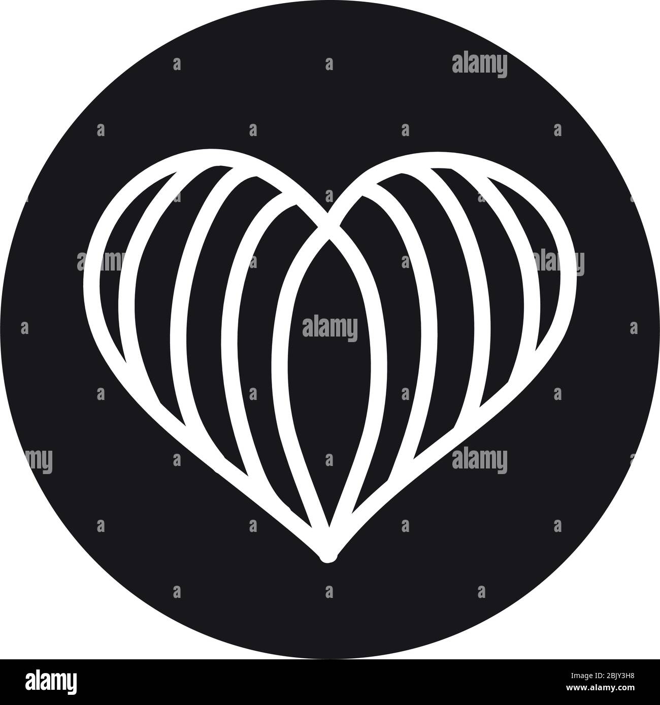 striped heart icon over white background, line block style, vector ...