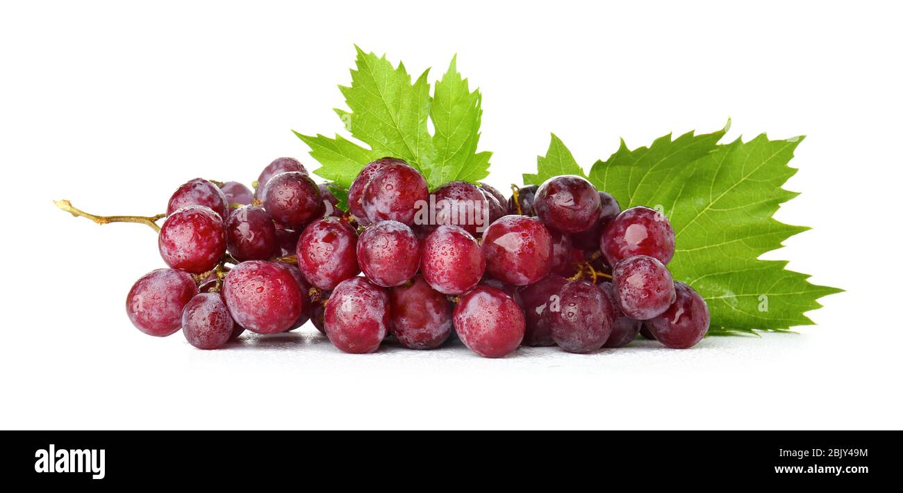Ripe sweet grapes on white background Stock Photo - Alamy