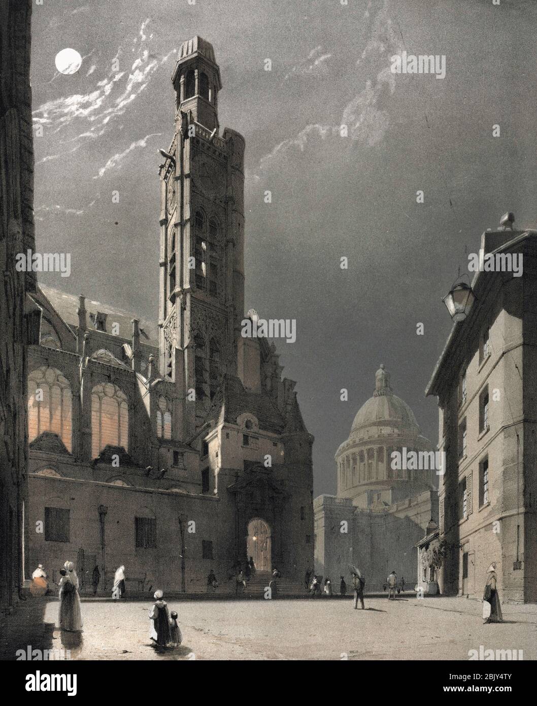 St Etienne ou Mont and the Pantheon, Paris, France, circa 1839 Stock ...