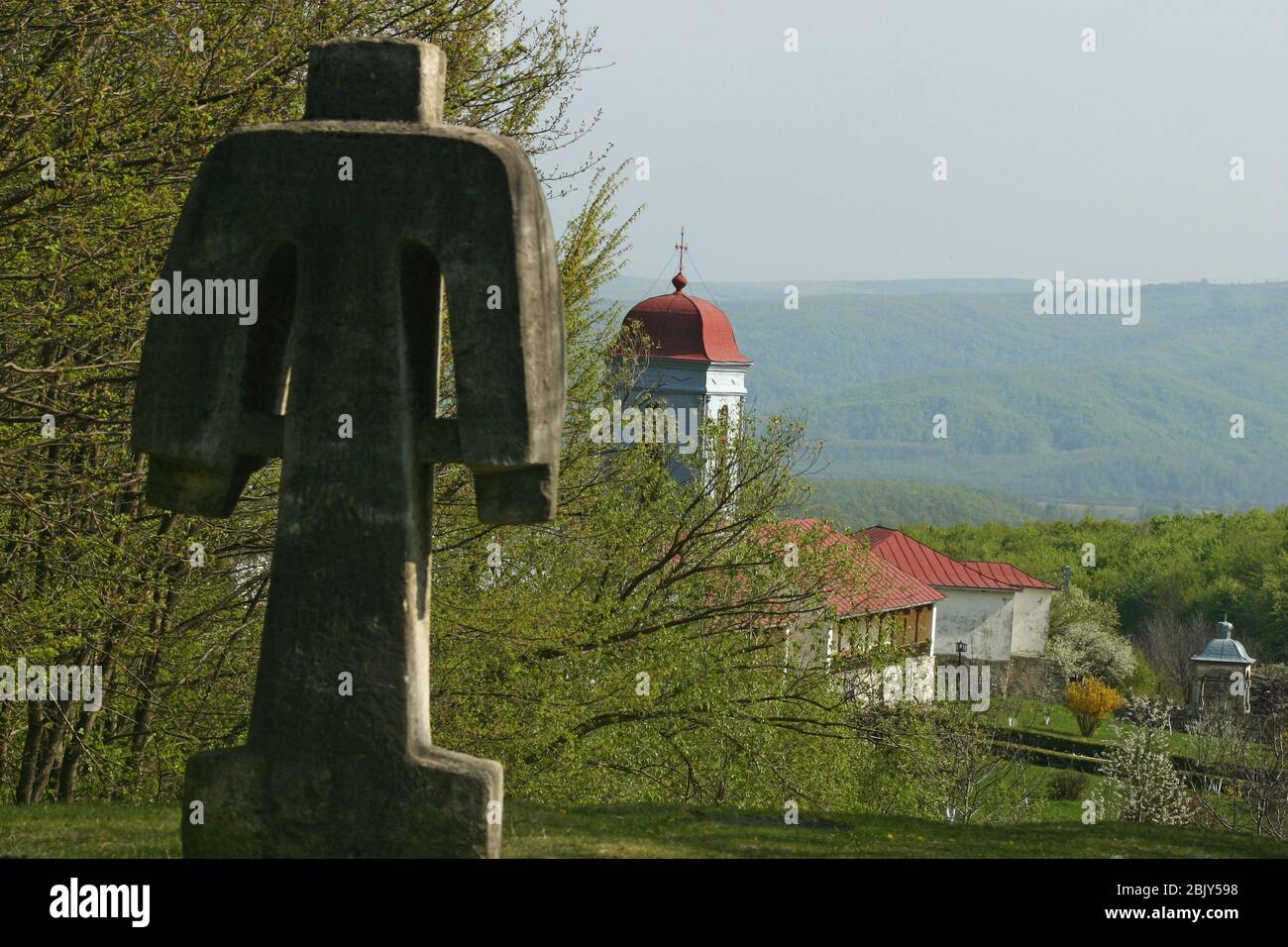Landscape in Buzau County, Romania. The ‘Father and Son’ sculpture by ...