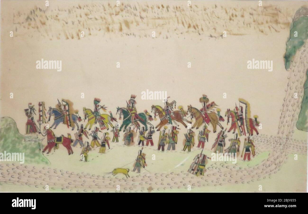 'A Procession of Southern Cheyenne Warriors' by Howling Wolf Stock ...