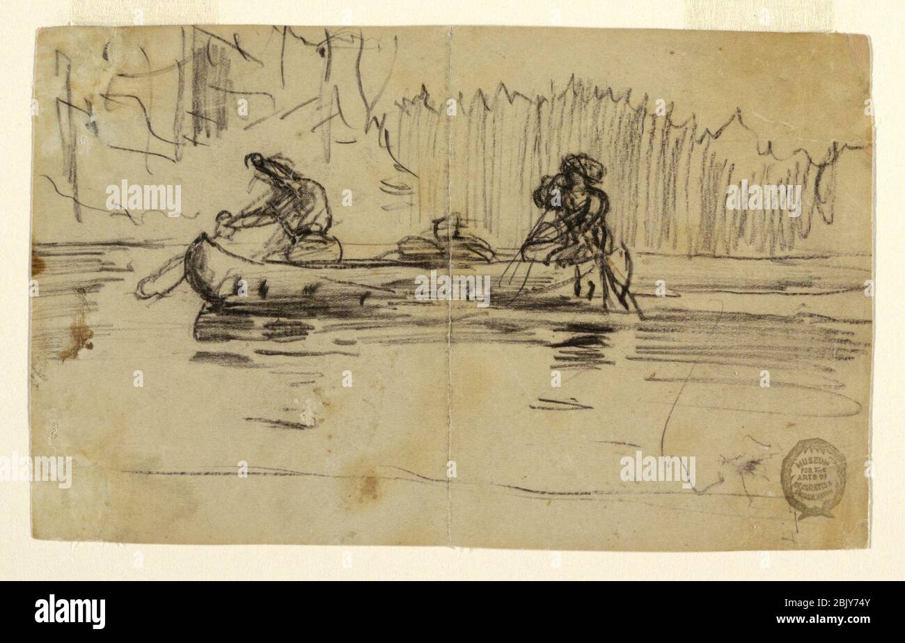 Drawing, Side View of Canoe with Two Men, probably 1897 Stock Photo - Alamy