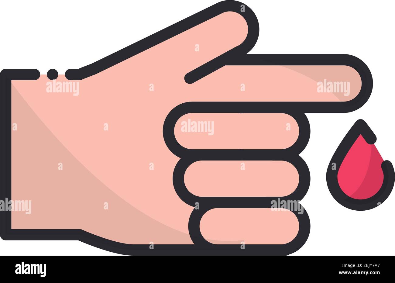 hand blood drop donation health care medical vector illustration line ...