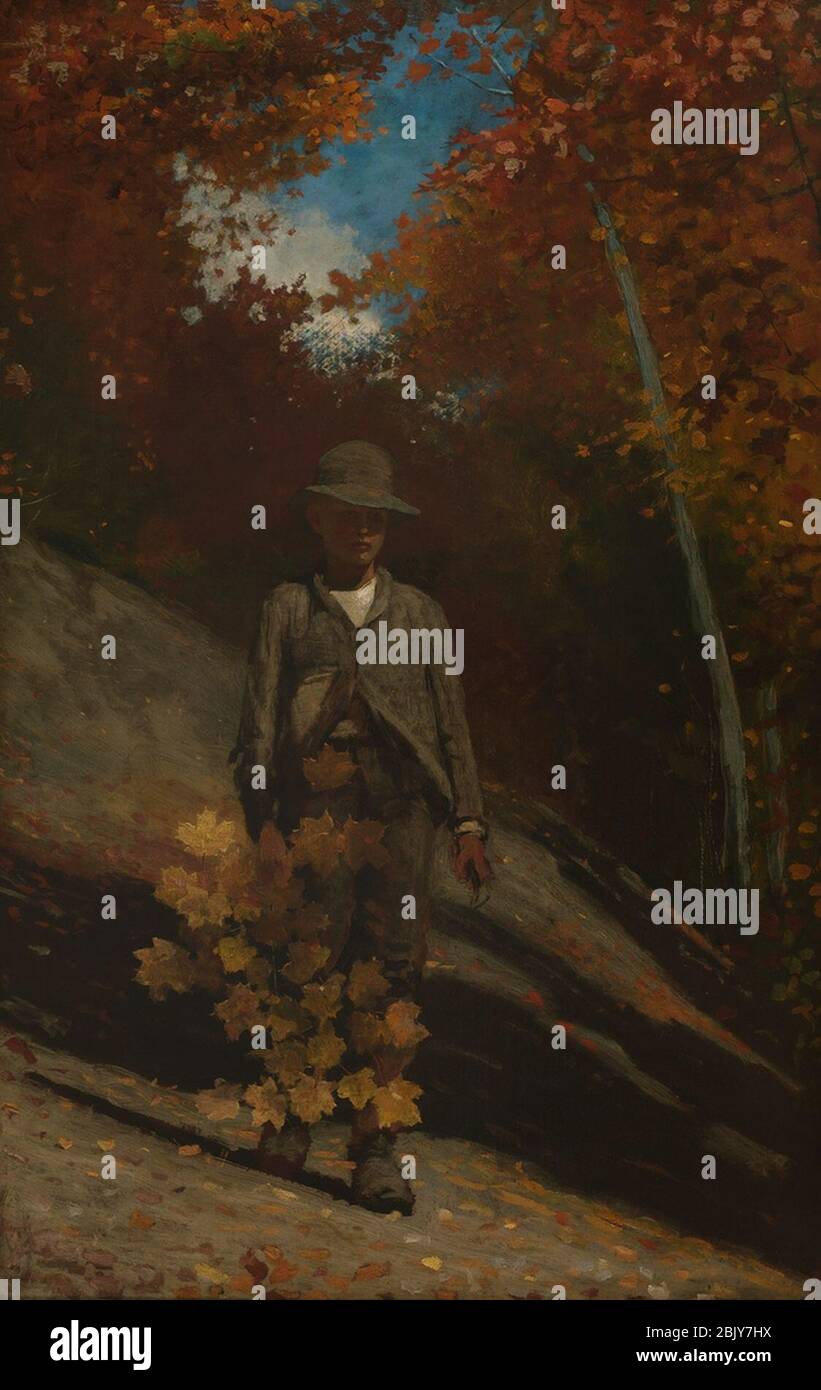 Gathering Autumn Leaves by Winslow Homer Stock Photo - Alamy