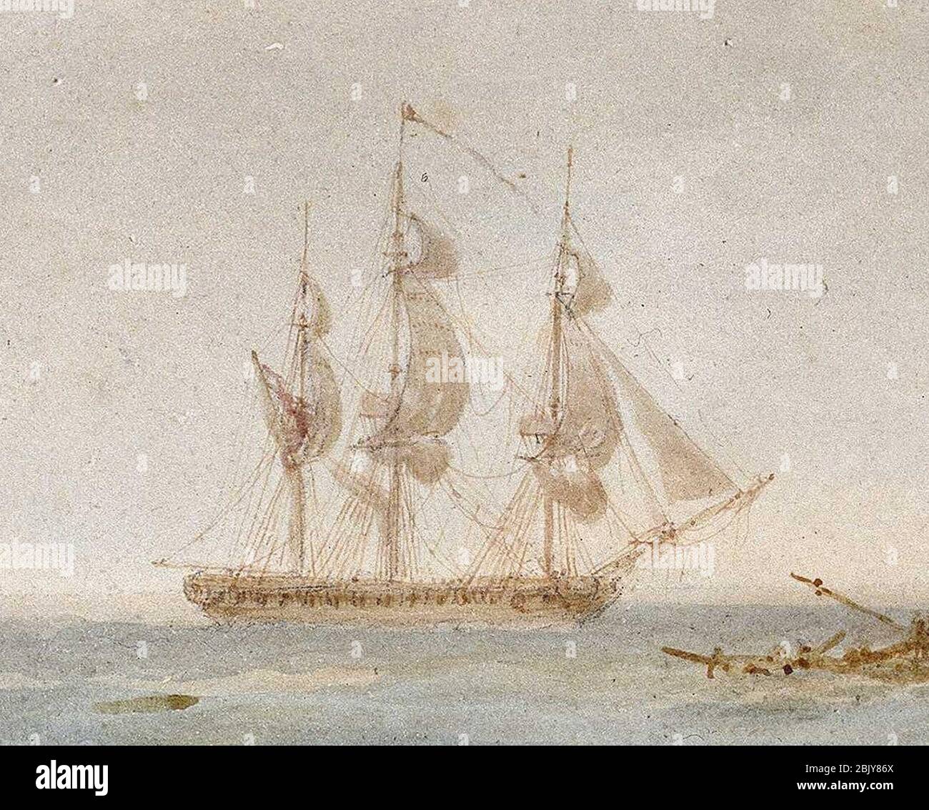 HMS Penelope in 1800 (detail Stock Photo - Alamy
