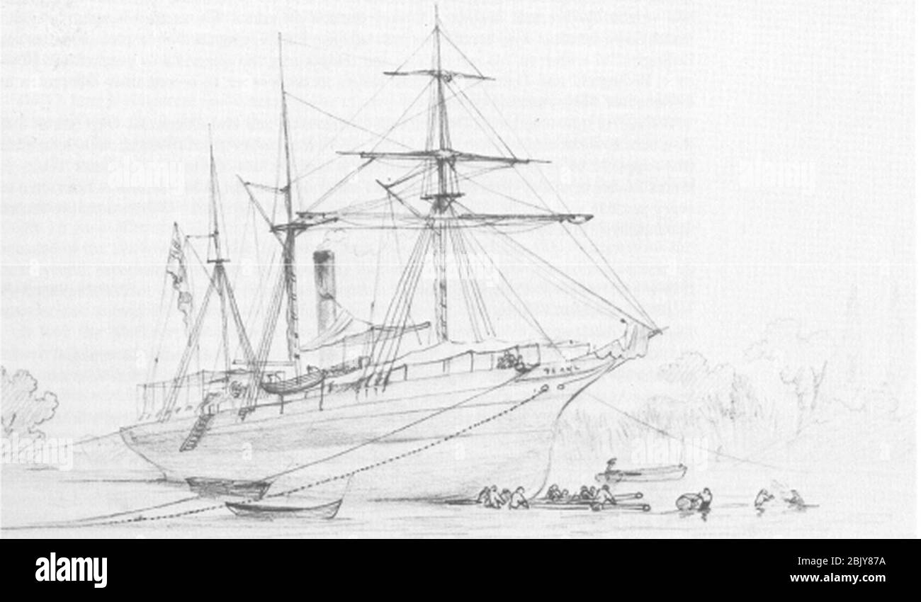 HMS Pearl aground in the Zambezi by Thomas Baines Stock Photo - Alamy