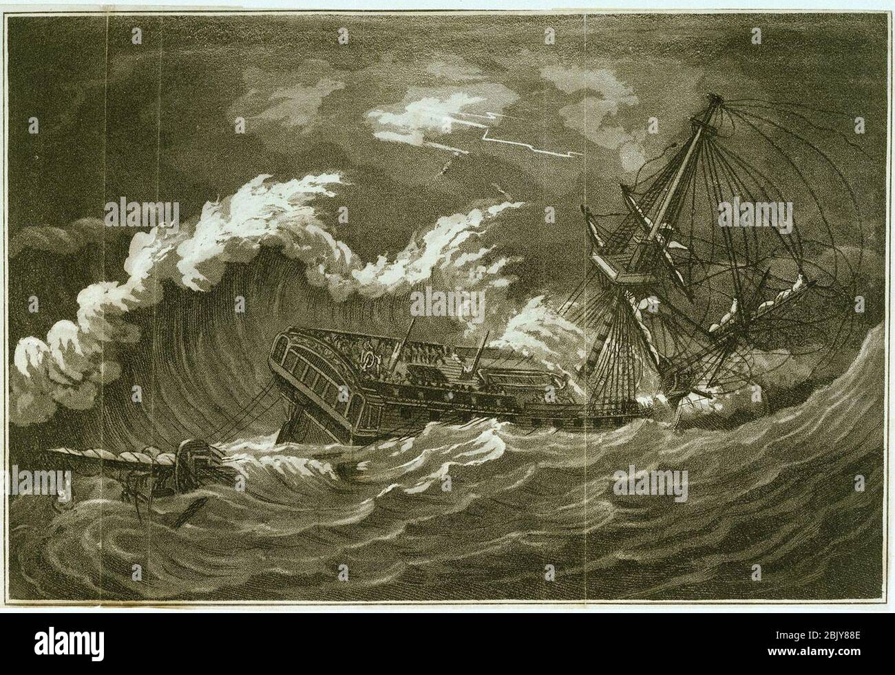 HMS Phoenix (1759) in a hurricane Stock Photo - Alamy