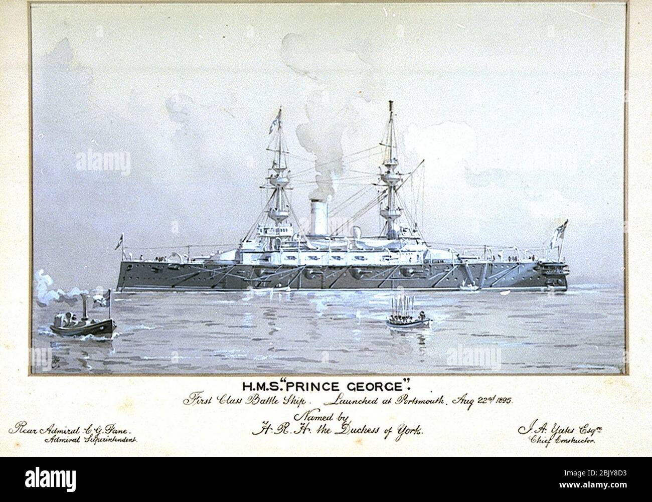 HMS Prince George. First Class Battle Ship. Launched at Portsmouth Aug ...