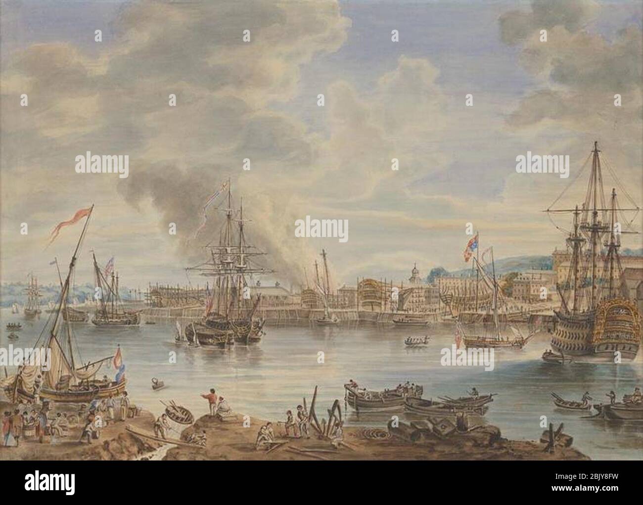 HMS Royal George on the Medway with HMS Queen Charlotte under ...