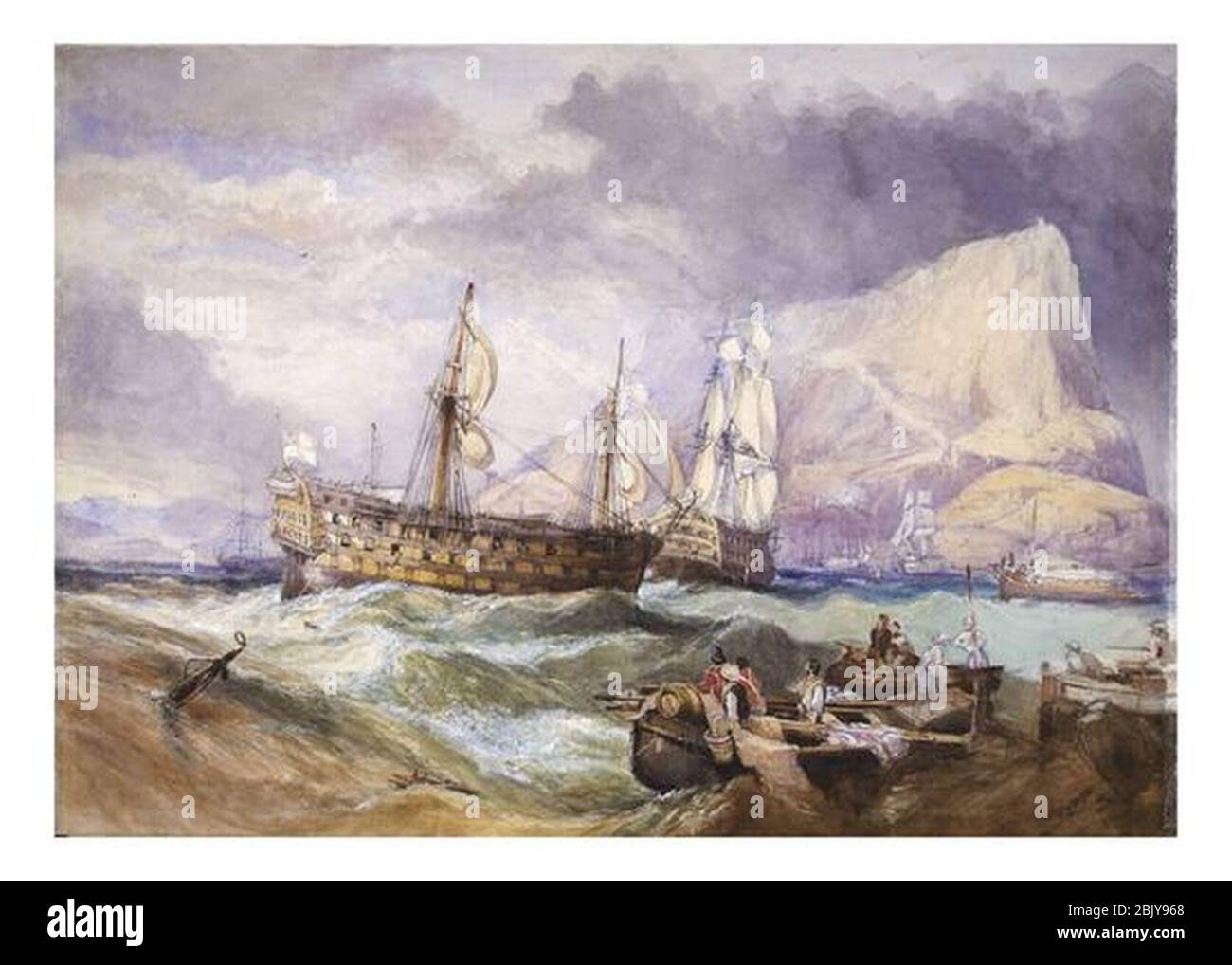 HMS Victory towed into Gibraltar Stock Photo - Alamy