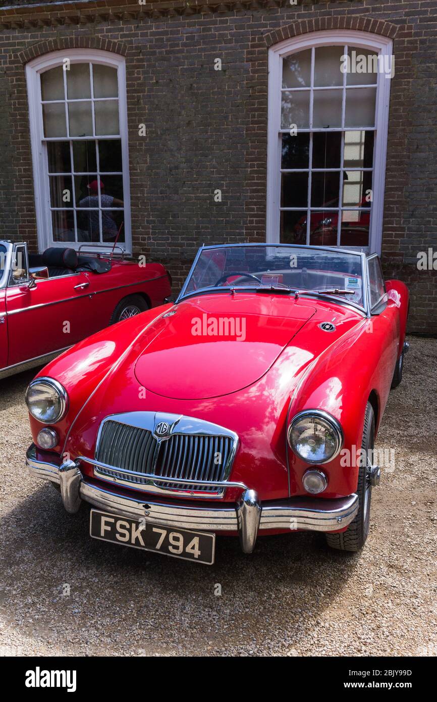 Vintage red British 1961 MG MGA 1600 convertible sports car ...