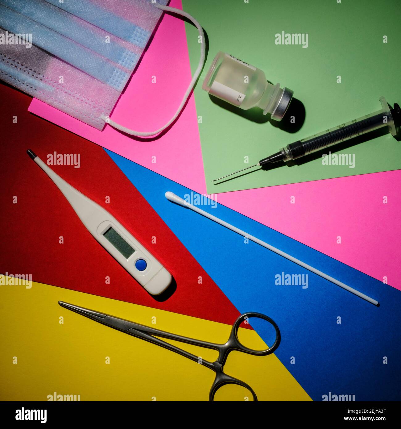 Colorful graphic layout of medical items Stock Photo - Alamy