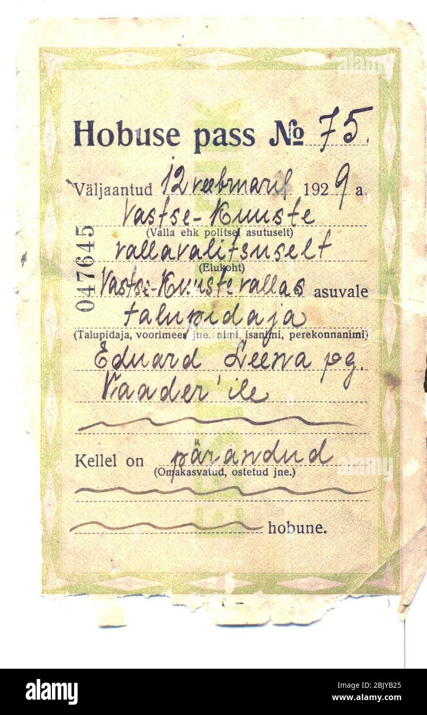 Hobuse pass, 1929 Stock Photo - Alamy