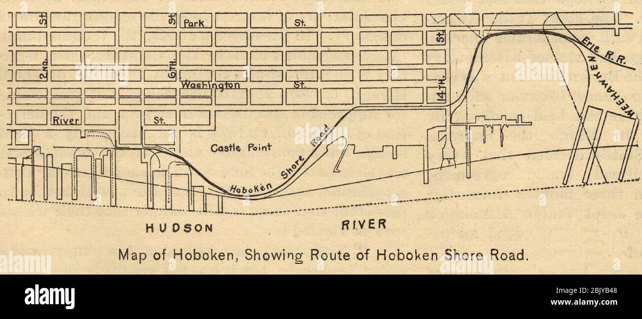 Hoboken Shore Road Route Map Stock Photo - Alamy