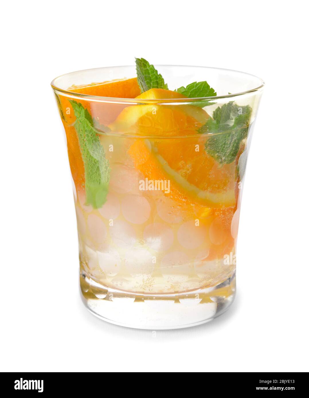 Glass of infused water on white background Stock Photo - Alamy