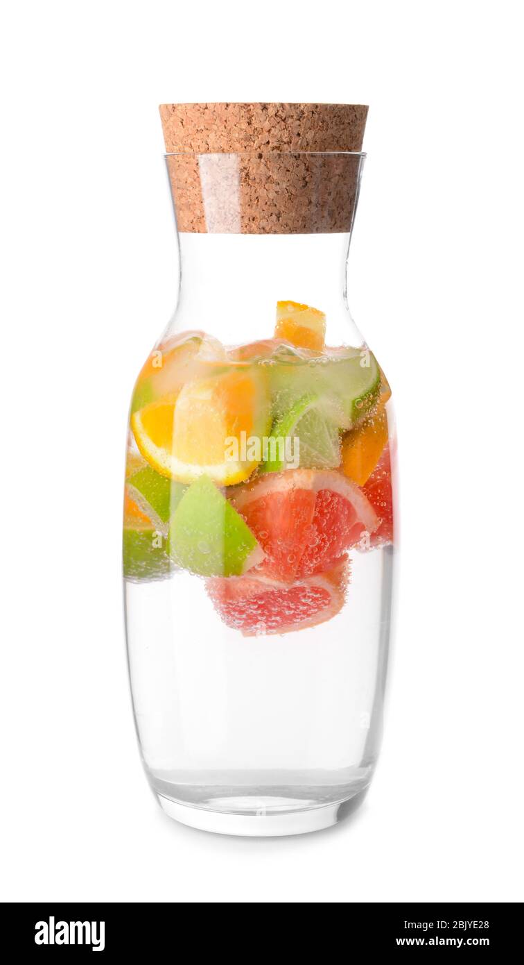 Bottle of infused water on white background Stock Photo - Alamy