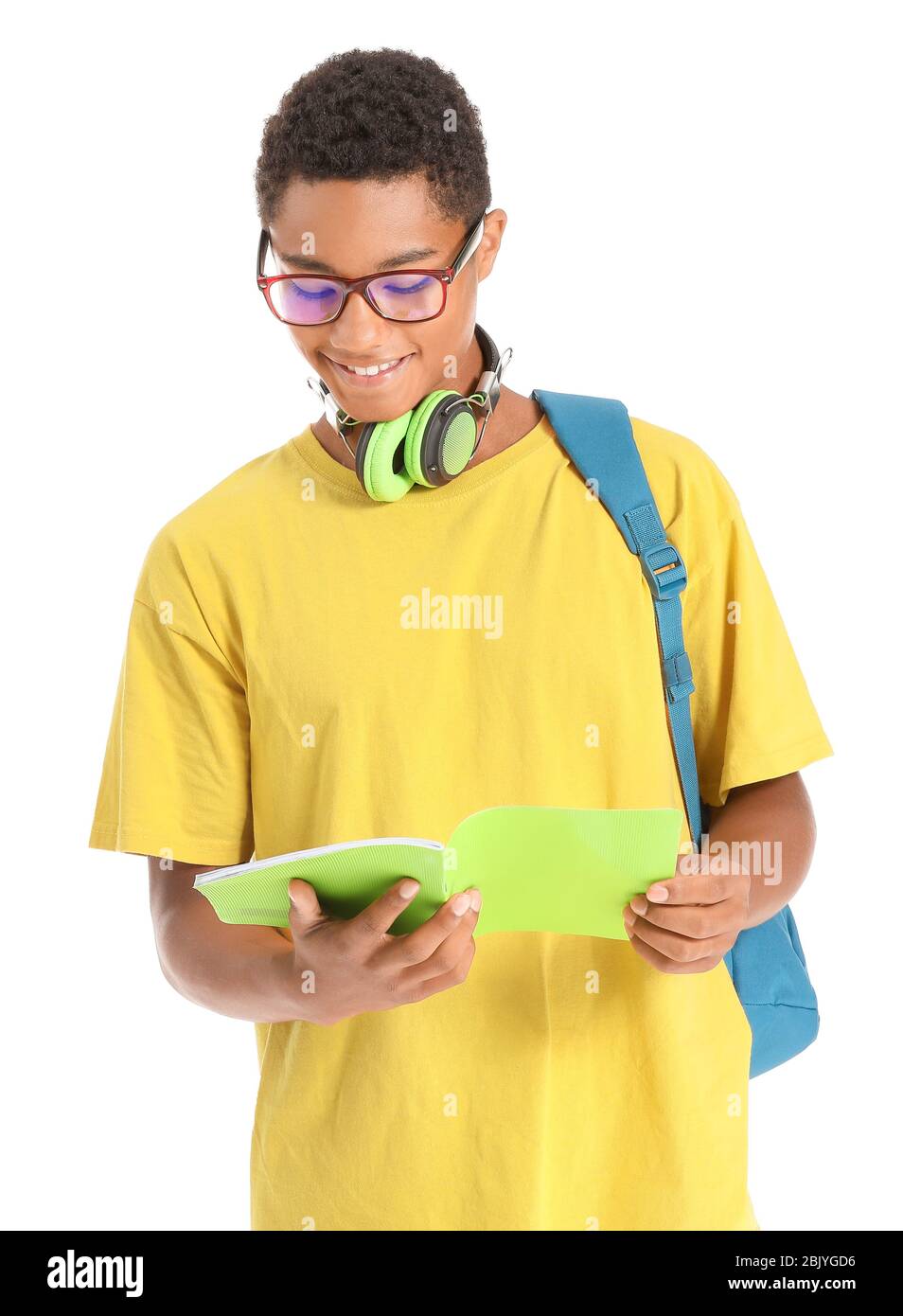 Portrait of African-American student on white background Stock Photo ...