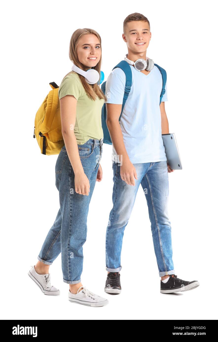Portrait of young students on white background Stock Photo - Alamy