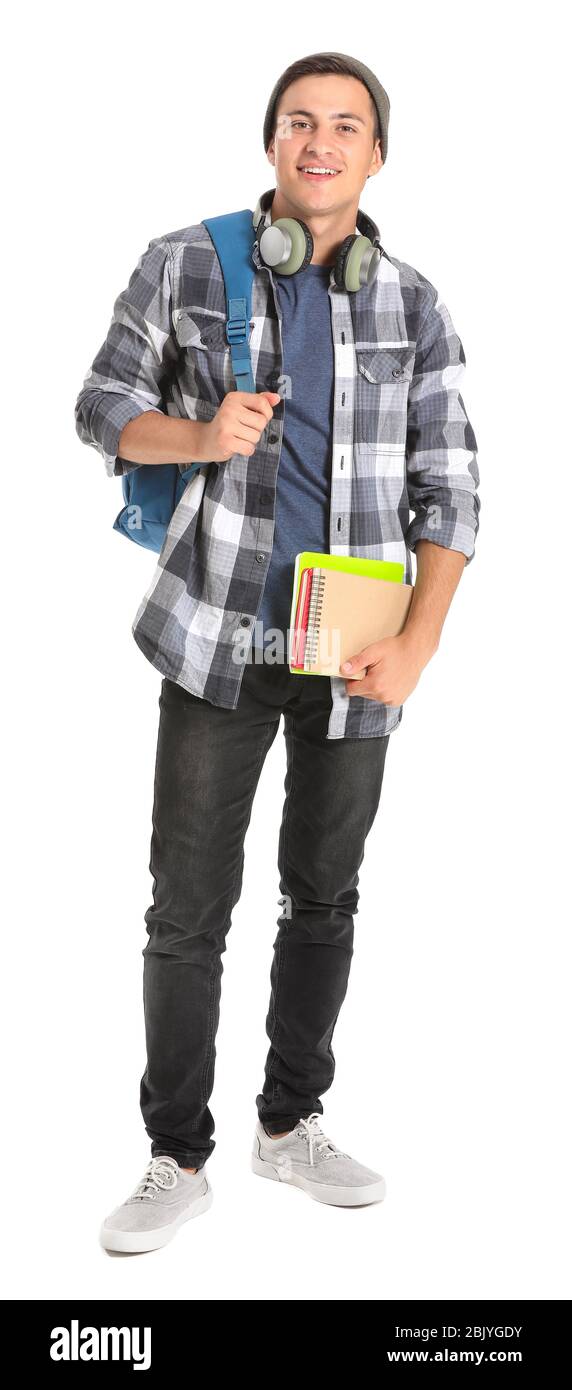 Portrait of young student on white background Stock Photo - Alamy