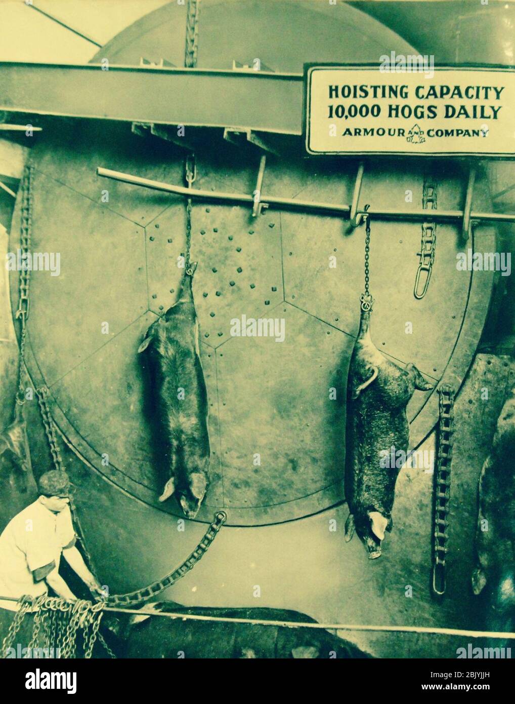 Hog elevating wheel, Armour and Company, Chicago, Illinois, WWI ...