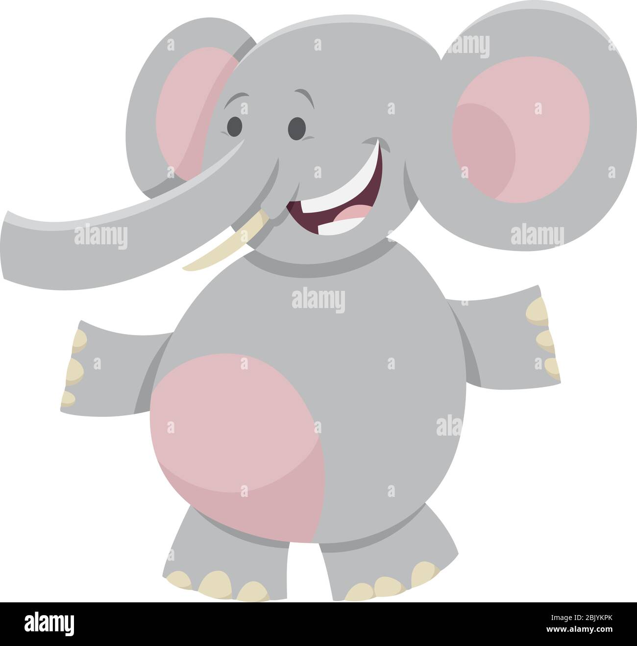 Cartoon Illustration of Happy African Elephant Wild Animal Comic ...
