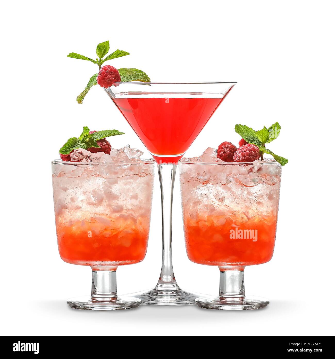 Glasses of cold cocktails on color background Stock Photo - Alamy