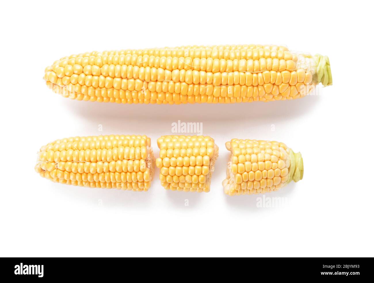 Fresh corn cobs on white background Stock Photo - Alamy