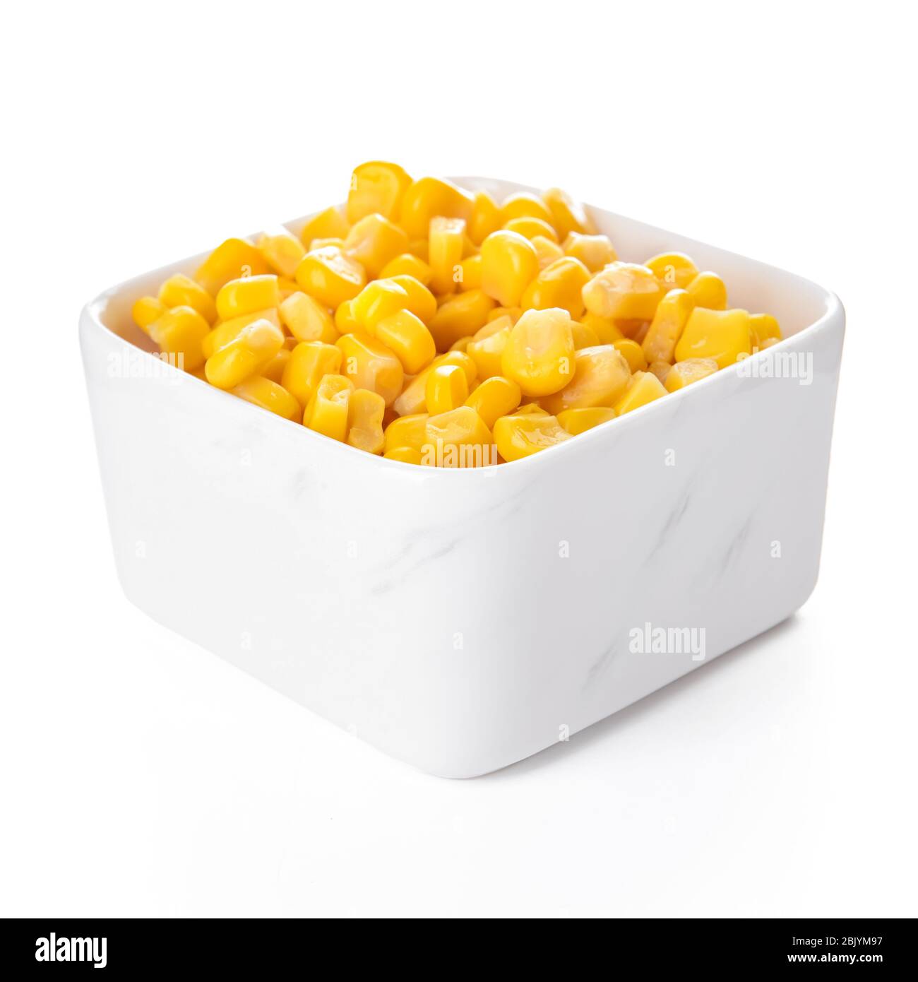 Bowl with corn kernels on white background Stock Photo - Alamy