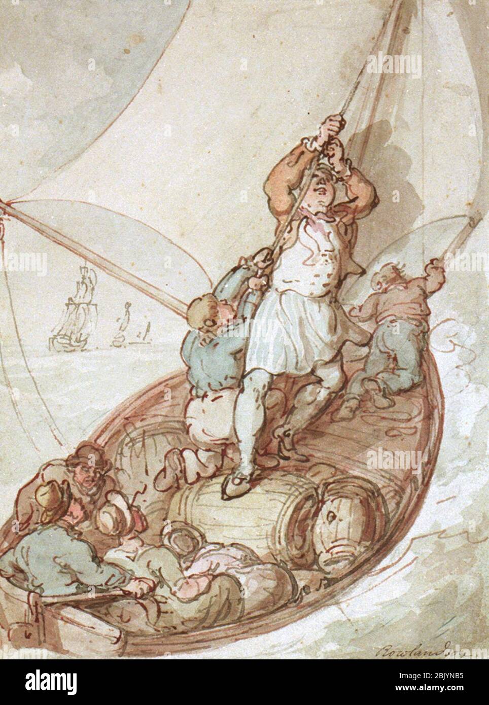 Hoisting sail in a boat Stock Photo - Alamy