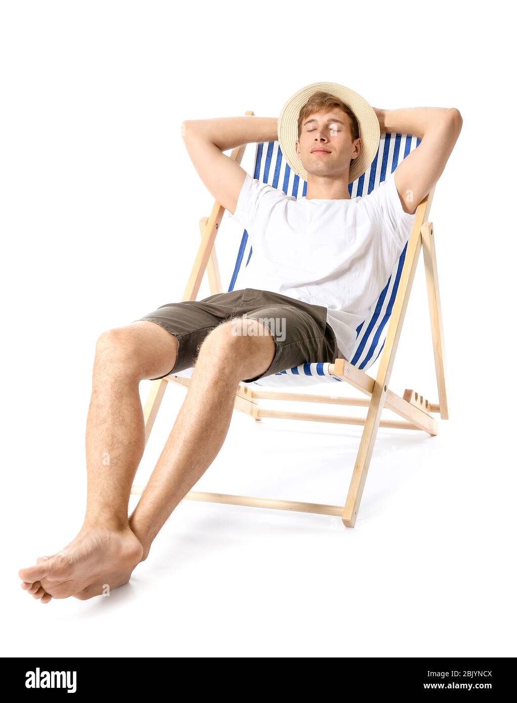 Man on sun lounger Cut Out Stock Images & Pictures - Alamy