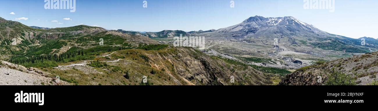 Panoramic photo of the Mt. St Helens, located in the state of ...