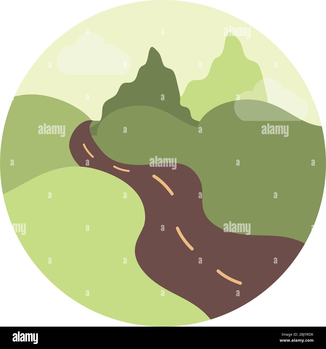 landscape nature valley road mountains vector illustration flat style ...