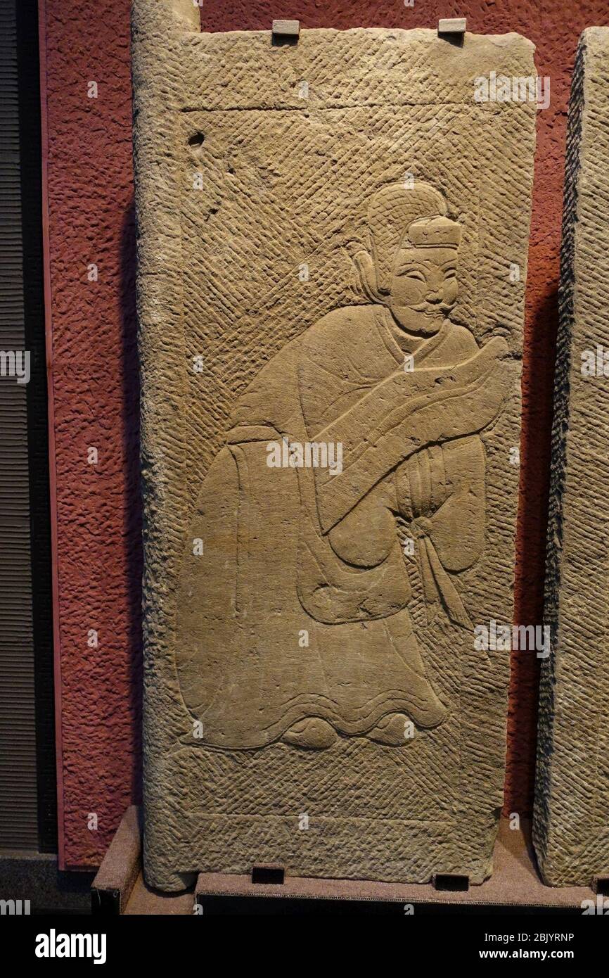 Holding Shield and Holding Broom tomb doors, 1 of 2, China, unearthed ...
