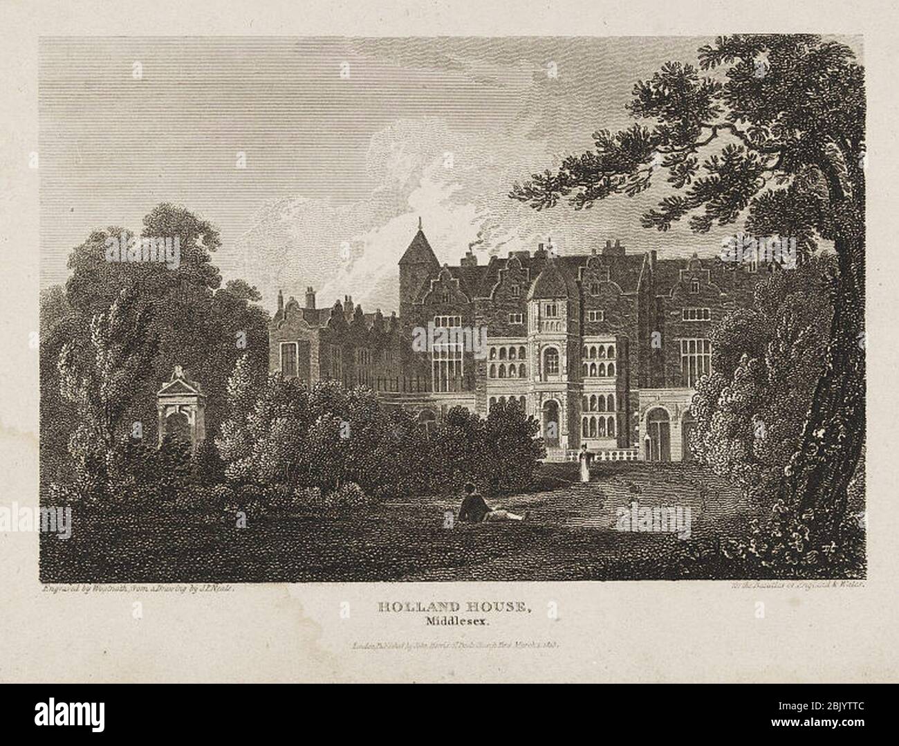 Holland House Middlesex 1815 by John Preston Neale Stock Photo - Alamy
