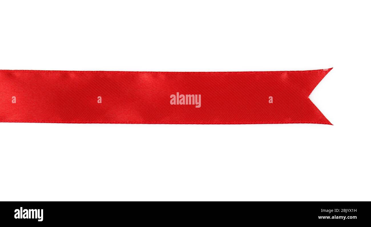 Red satin ribbon on white background Stock Photo - Alamy