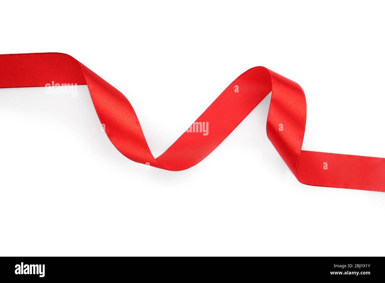 Red satin ribbon on white background Stock Photo - Alamy
