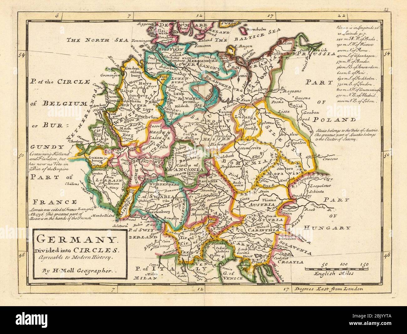 Holy Roman Empire divided into its Circles Stock Photo - Alamy