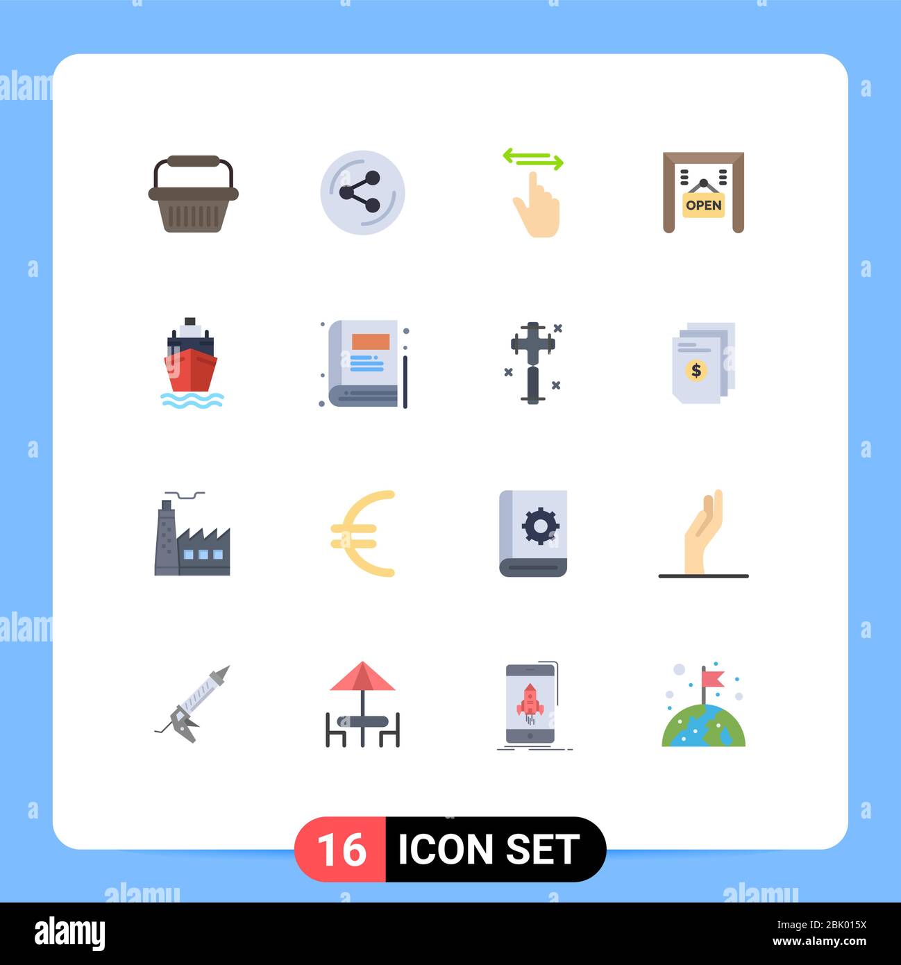 Stock Vector Icon Pack of 16 Line Signs and Symbols for transport, ship ...
