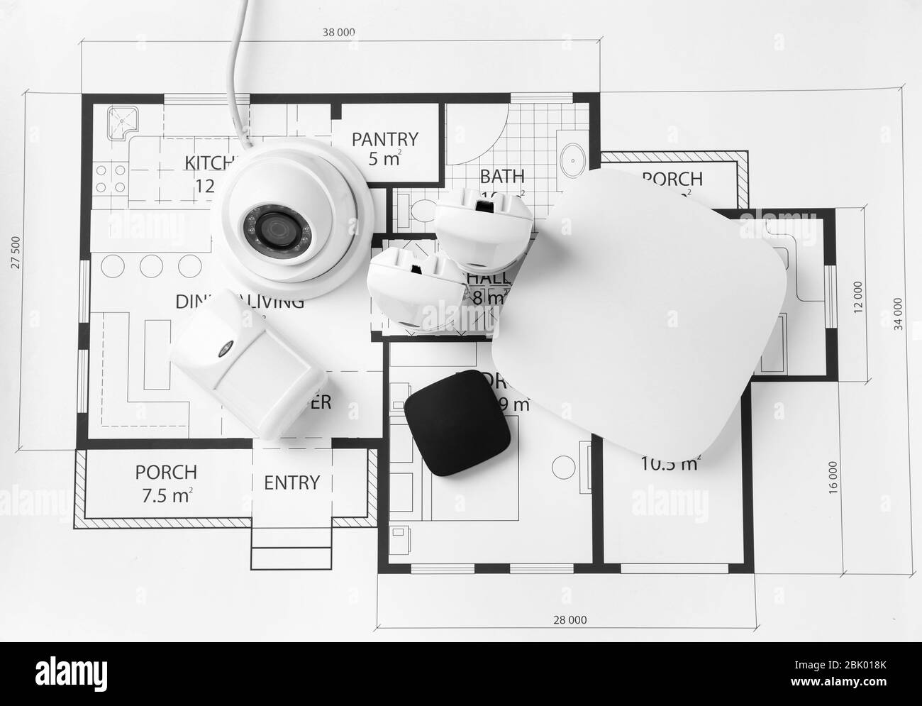 Home security set on Black and White Stock Photos & Images - Alamy