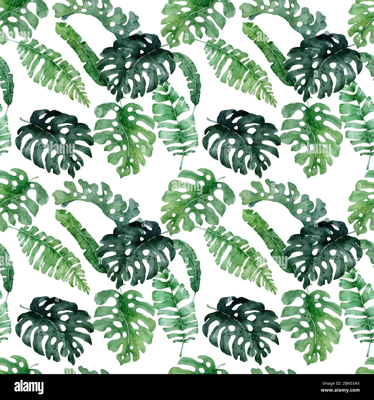 Tropical seamless pattern with jungle leaves. Exotic leaves ...
