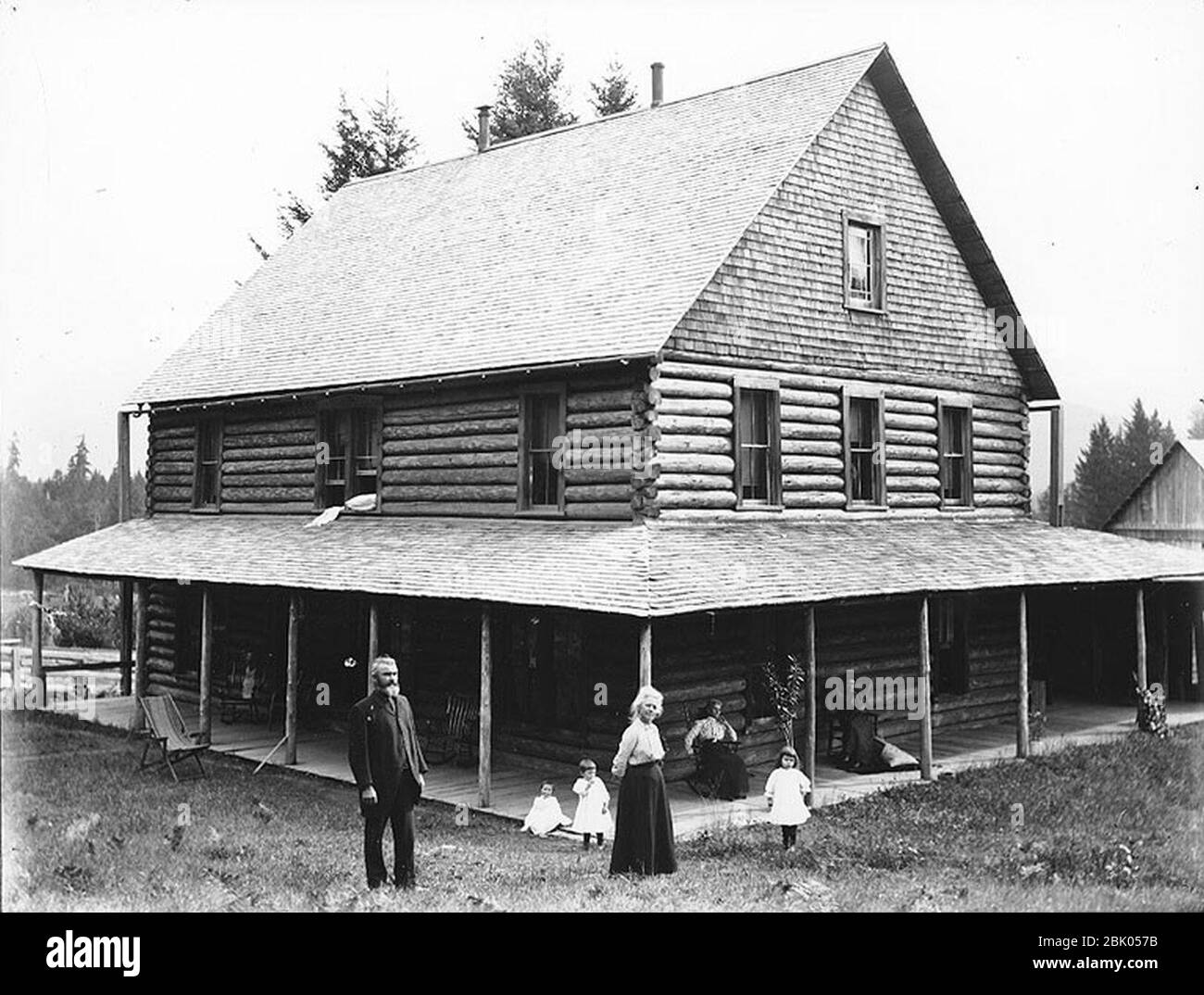 Homesteaders in front of log house probably Washington state ca 1905 ...