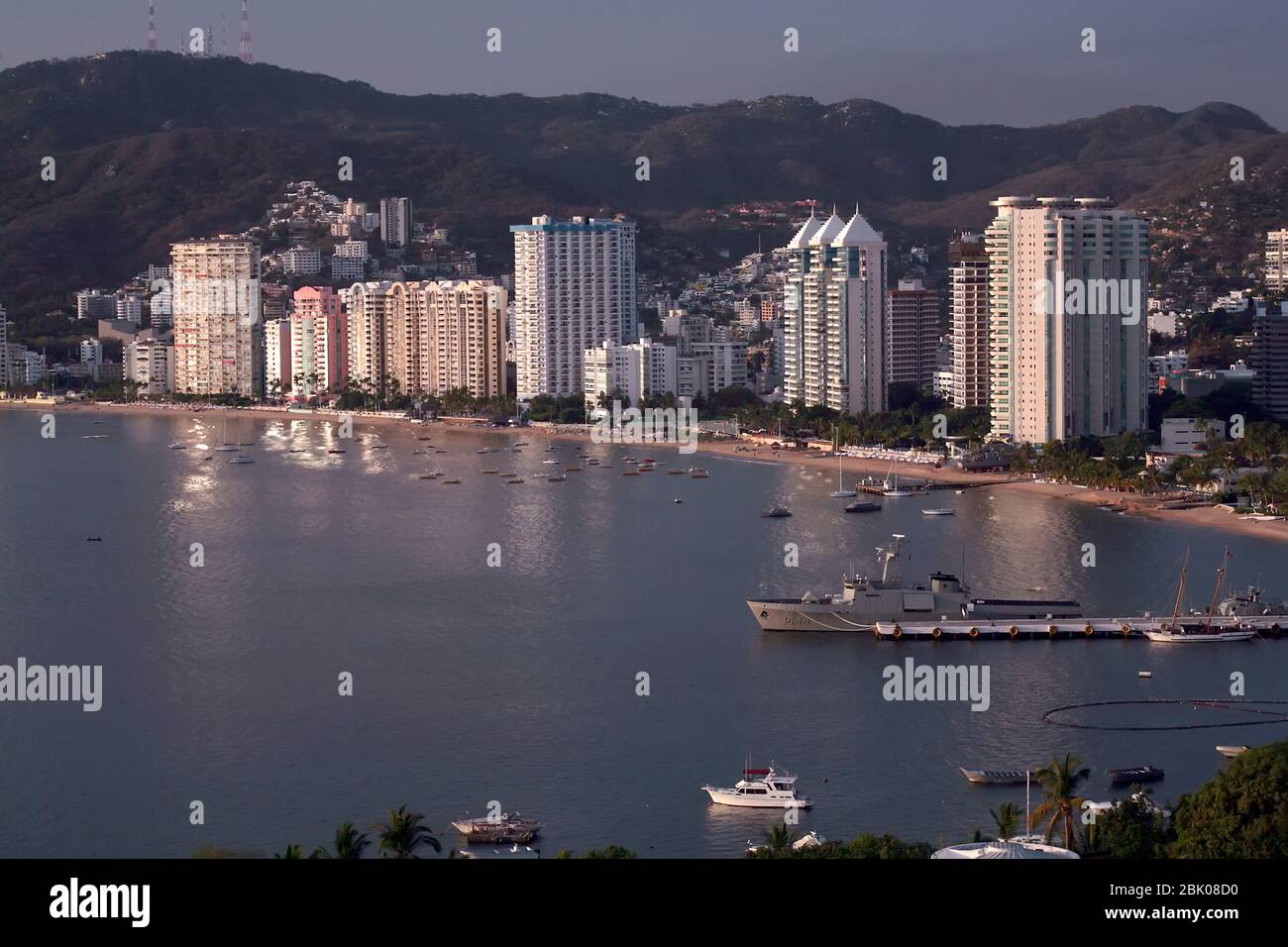 Navy ship and Acapulco Bay, Acapulco, Guerrero, Mexico Stock Photo - Alamy