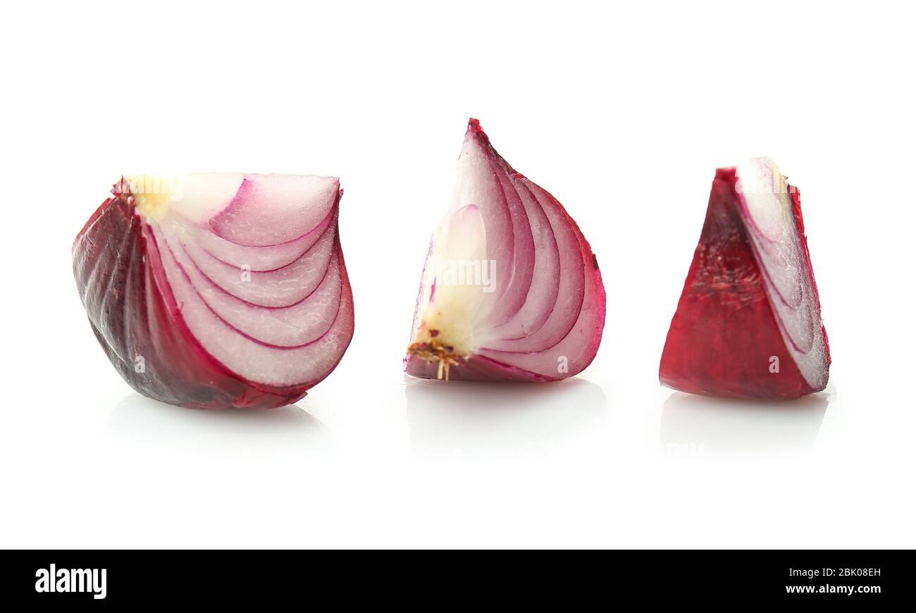 Fresh cut onion on white background Stock Photo - Alamy