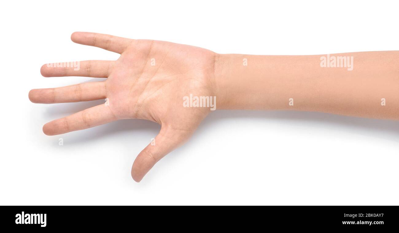 Female hand on white background Stock Photo - Alamy