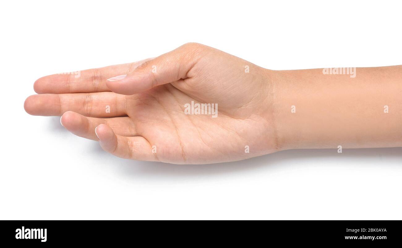 Female hand on white background Stock Photo - Alamy