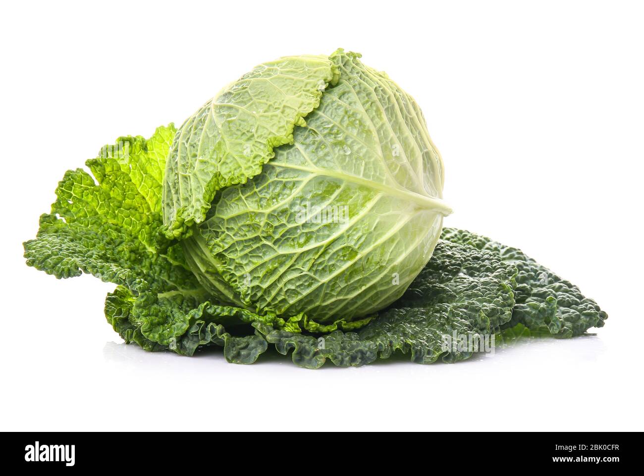 Tasty ripe cabbage on white background Stock Photo - Alamy